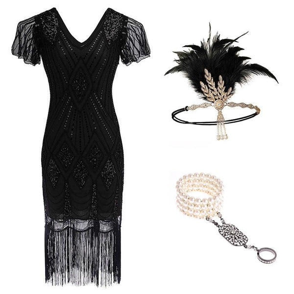 20s Dress Prohibition Edition Black (With Accessories) | Vintage ...