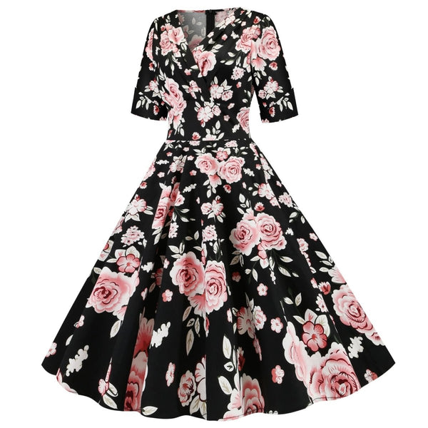 Black Roses Vintage Dress | Vintage Dresses - Dresses Vintage